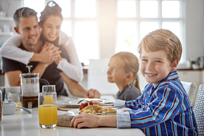 Were All Breakfast Lovers in Here. a Family Having Breakfast Together ...