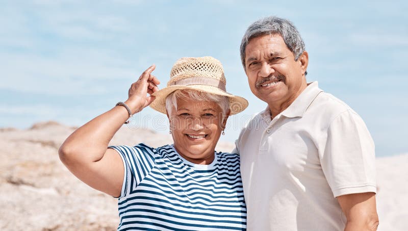 Were always Beach Ready. a Senior Couple Standing Together on the Beach ...