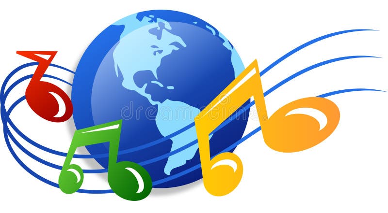 Wereld van muziek stock illustratie. Illustration of spleet - 979845