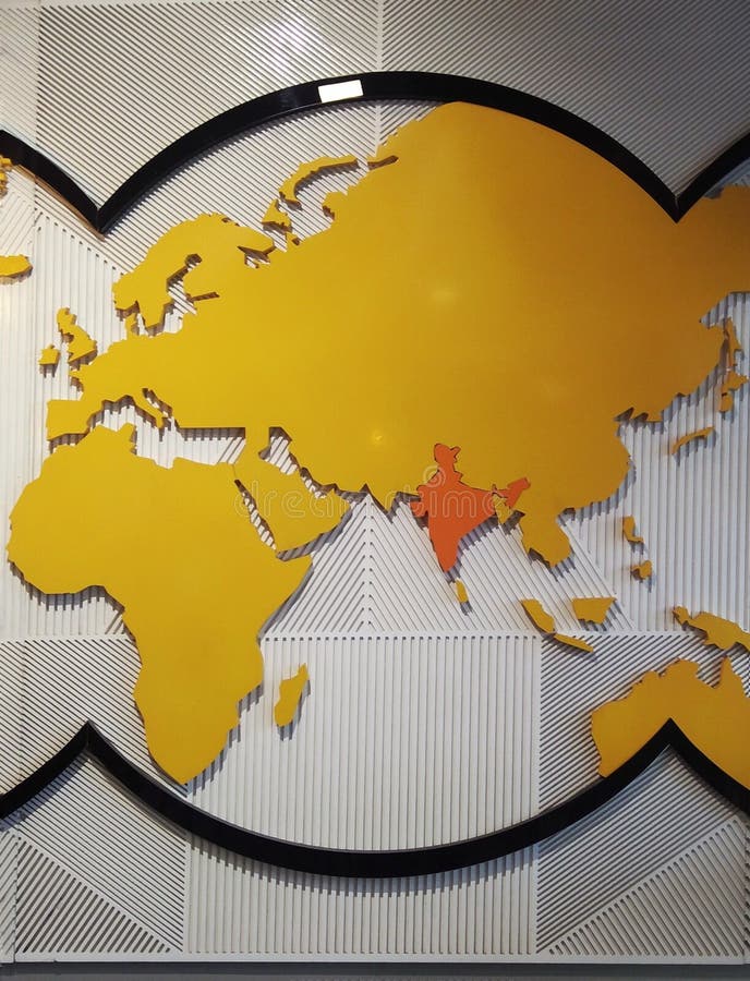 Wereldkaart India - Centrisch Stock Foto - Image of indië, gegaufreerd ...