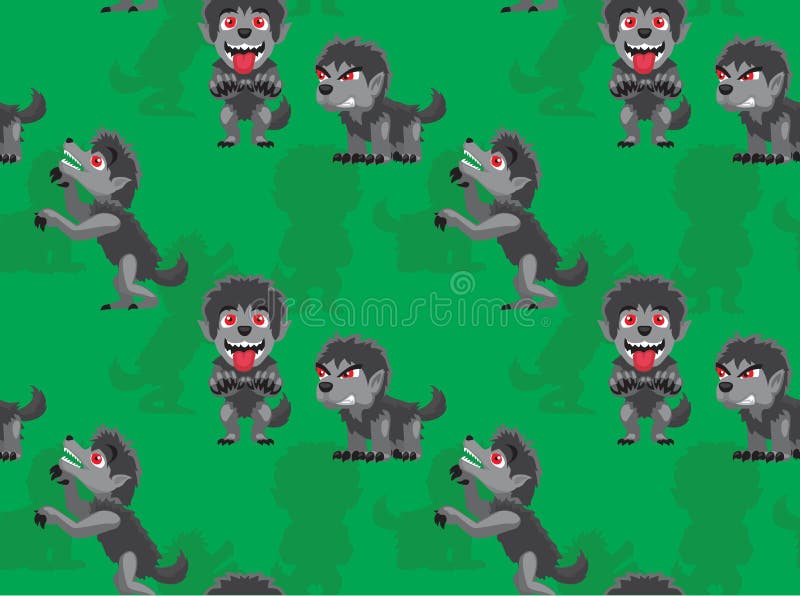 Werewolf Cartoon Cute Jumping Background Seamless Wallpaper Stock ...