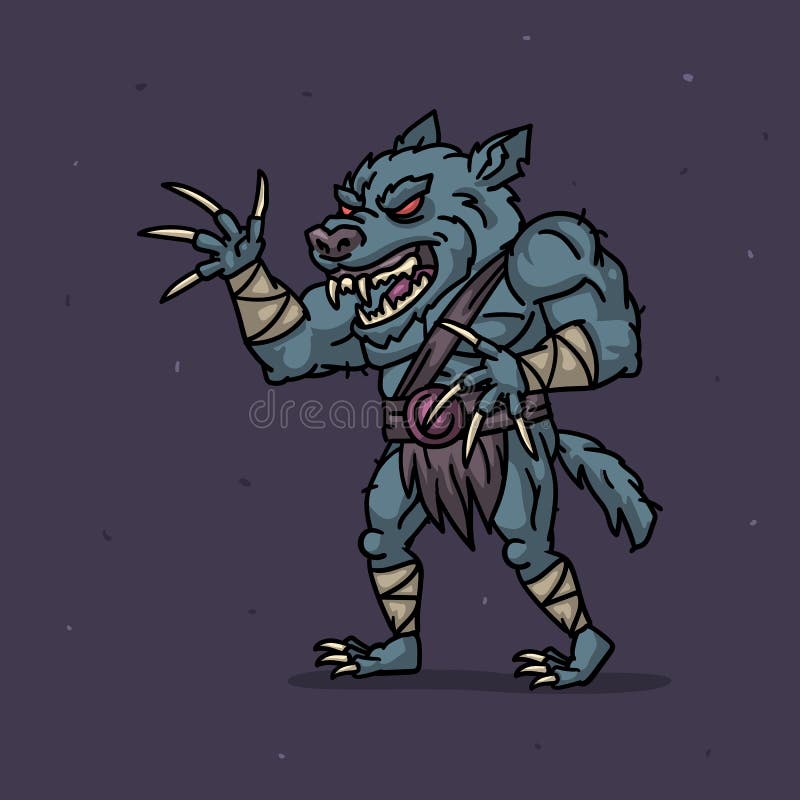 Werewolf Character Angry Attacks. Character is Divided into Layers for ...