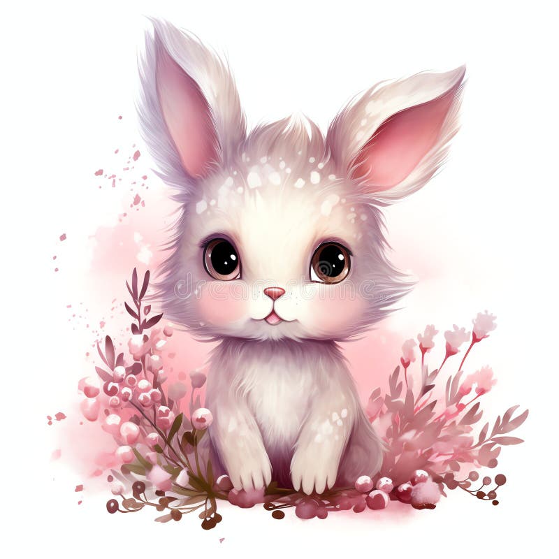Werewolf Cute Bunny Pink Cute Bunny Watercolor Stock Illustration ...