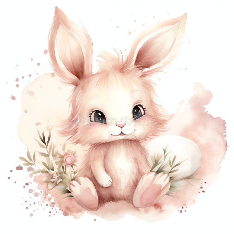 Werewolf Cute Bunny Pink Cute Bunny Watercolor Stock Illustration ...
