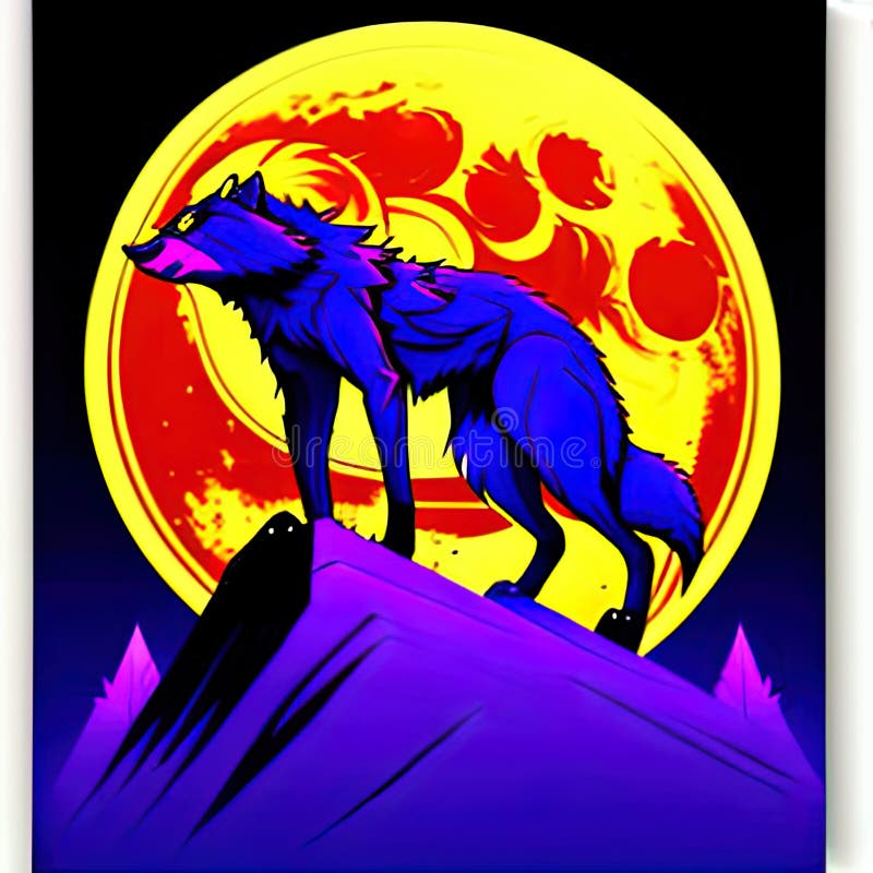 Werewolf Design Style Logo Print. Generative AI. Stock Illustration ...