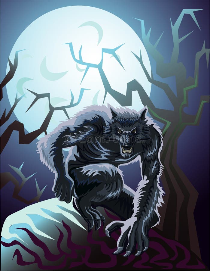 Werewolf e luna illustrazione vettoriale. Illustrazione di ringhio ...