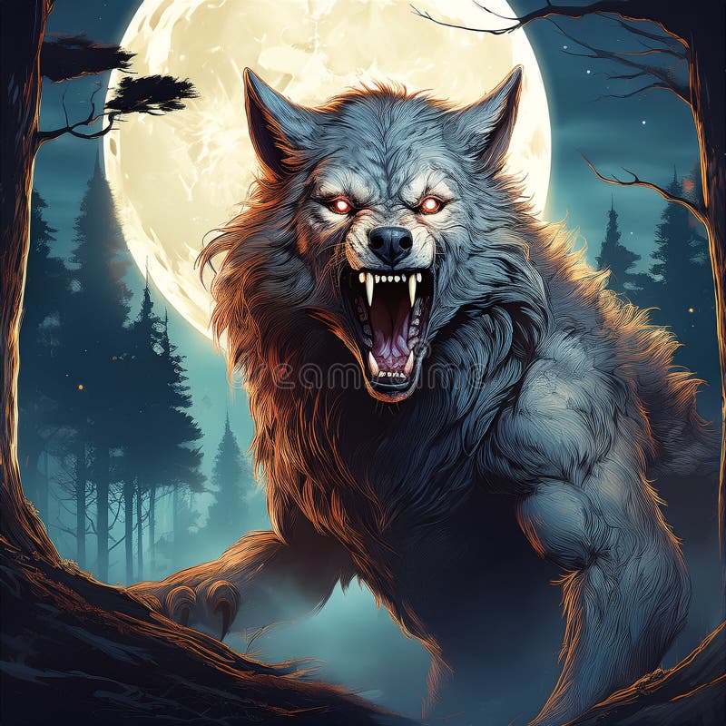 Werewolf at the full moon stock illustration. Illustration of darkness ...