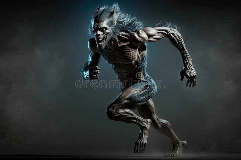 Werewolf in Full Sprint, Its Powerful Legs Propelling it Forward Stock ...