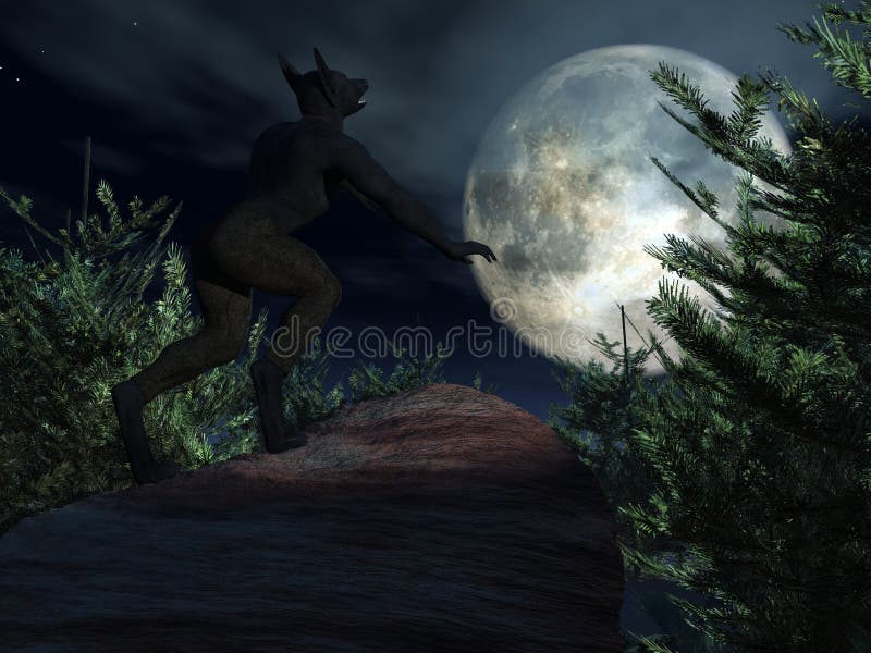 Werewolf Howling At Blood Moon
