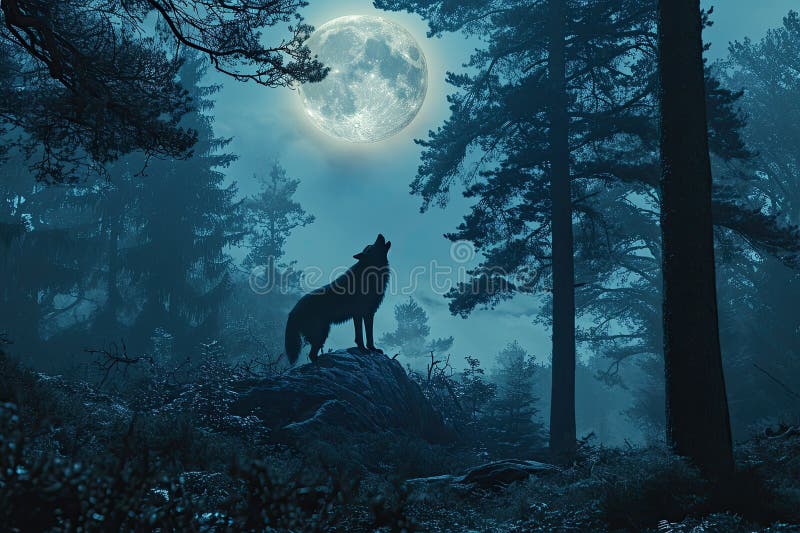 Werewolf Howling at the Moon in a Forest Howling Wolf Stock ...