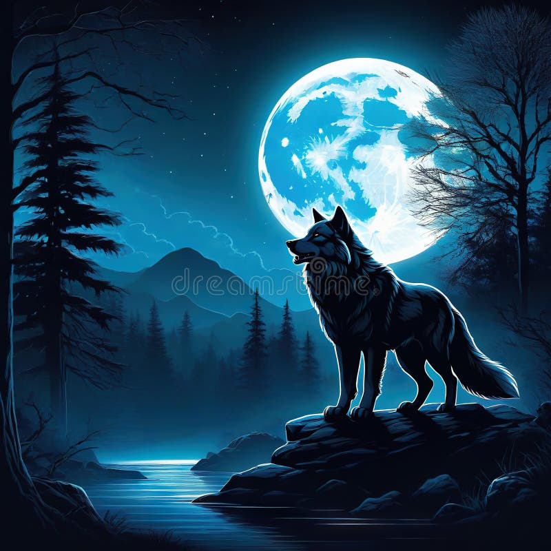 Werewolf Illustration at with Full Moon in the Stock Illustration ...