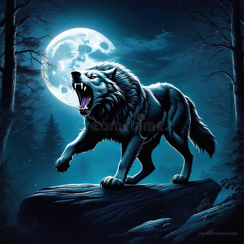 Werewolf Illustration at with Full Moon in the Stock Illustration ...