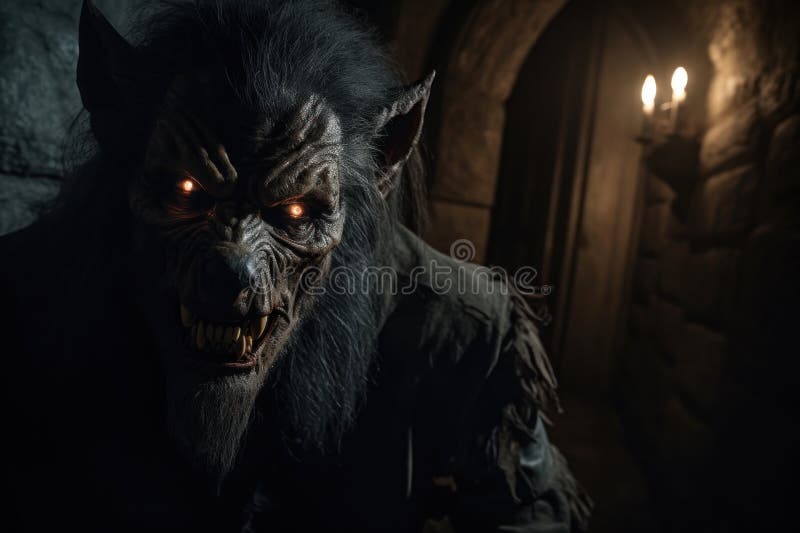 Werewolf is Lurking in an Old Castle Basement Stock Illustration ...