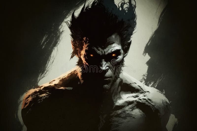 Werewolf Lurking in the Shadows, Preparing To Attack Stock Illustration ...