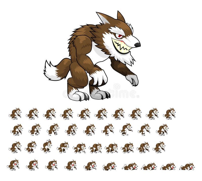 Werewolf Monster Animated Character Sprite Stock Vector - Illustration ...
