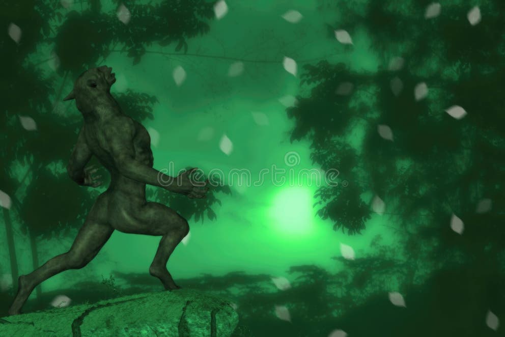 Werewolf and Moon Illustration Stock Illustration - Illustration of ...