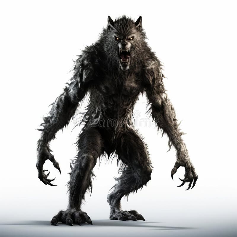 Fearsome Werewolf Standing Menacingly on White Background Image Stock ...