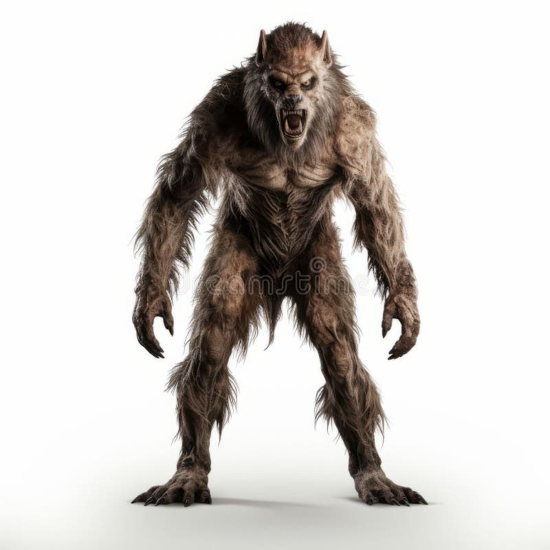 Fierce Werewolf Standing on White Isolated Background Artwork Stock ...