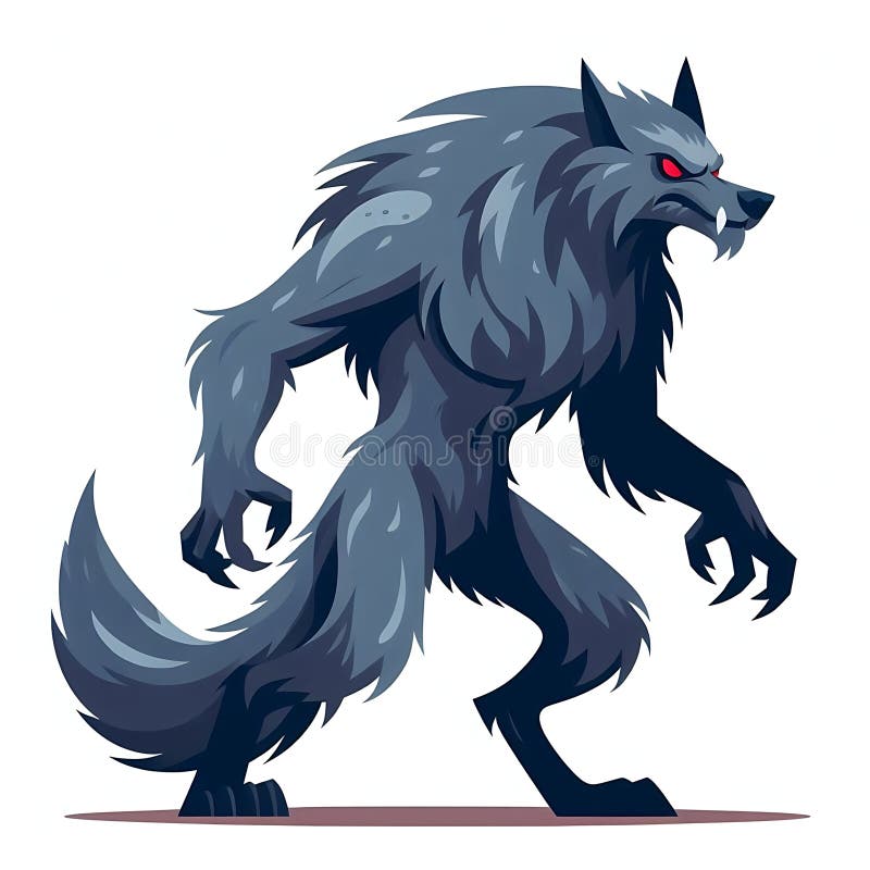 Werewolf Standing in Profile – Flat Isolated Mythical Creature ...