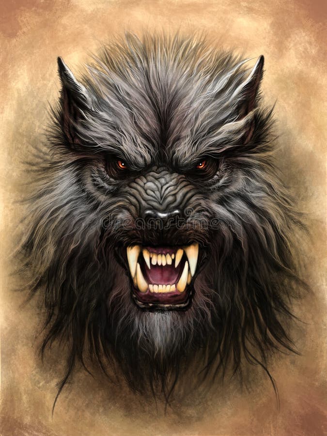 Werewolf on the Stone Background Stock Illustration - Illustration of ...
