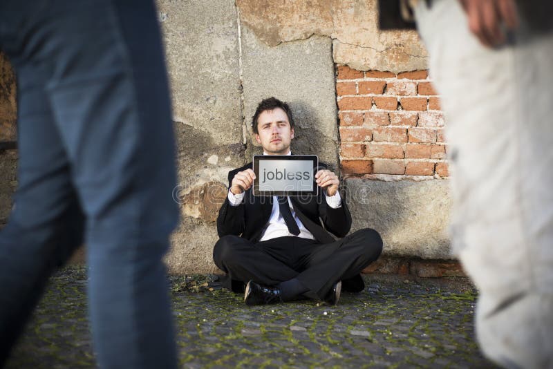 Werkloos stock foto. Image of economie, mensen, karton - 27307522