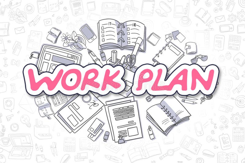 Werkplan - Beeldverhaal Magenta Word Bedrijfs Concept Stock Illustratie ...