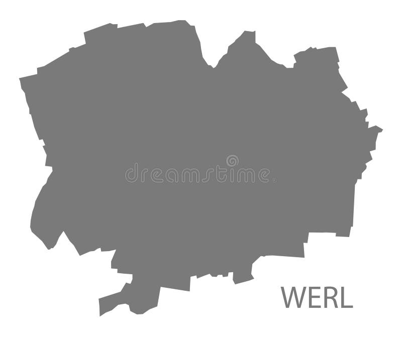 Werl City Map with Boroughs Grey Illustration Silhouette Shape Stock ...