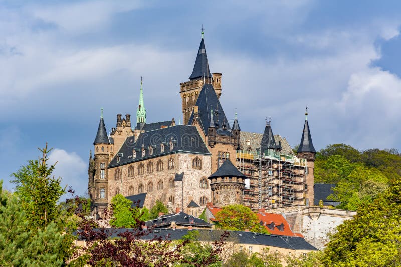 Wernigerode Castle at Sunset, Germany Stock Photo - Image of mountains ...
