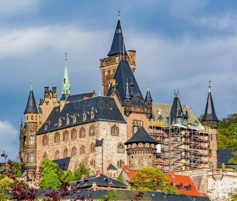 Wernigerode Castle at Sunset, Germany Stock Photo - Image of palace ...
