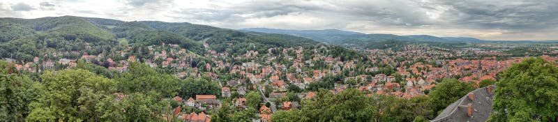 Panorama of Wernigerode stock image. Image of green - 259674167