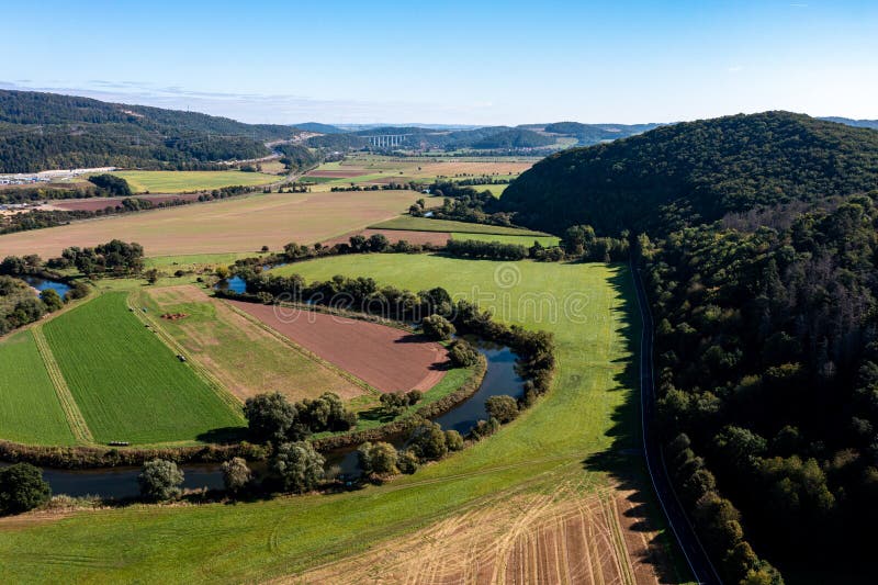 Werra River in the Werra Valley at Herleshausen between Hesse and ...