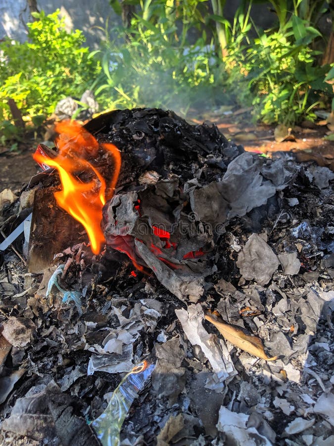 Wesa Small Fire Burns Garbage in the Yard at Noon Stock Photo - Image ...