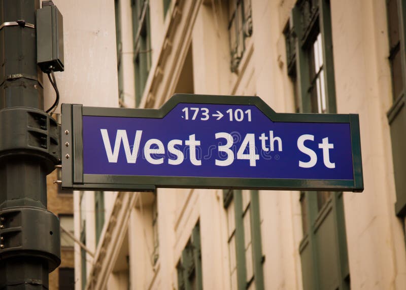 West 34th Street Sign stock photo. Image of west, square - 28879248