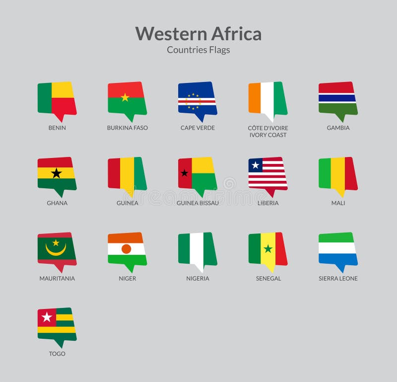 West African Continent Countries Flag Icons Collection Stock Vector ...