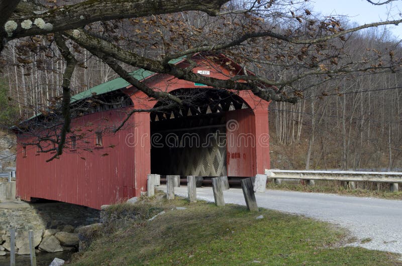New England Covered Bridge and Church Stock Photo - Image of quaint ...
