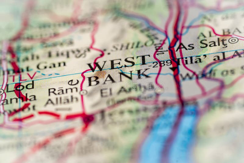 West Bank Highlighted on a World Map Stock Photo - Image of guide, view ...