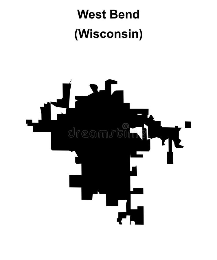 West Bend outline map stock vector. Illustration of contour - 357625763