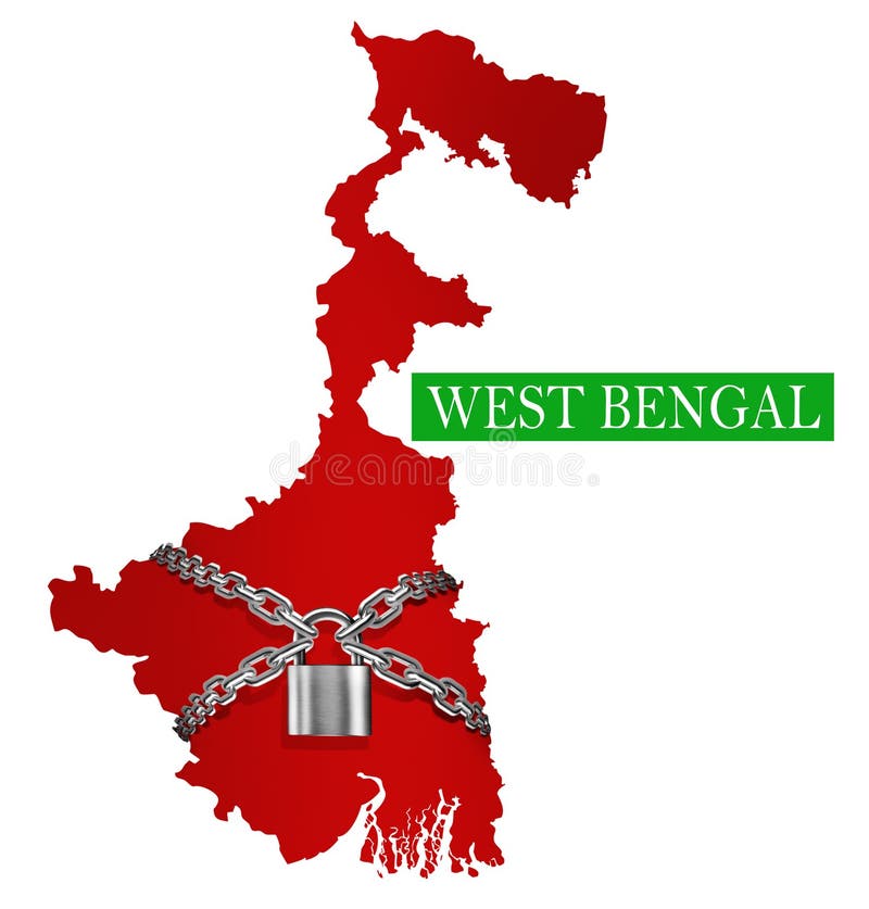 West Bengal Shutdown Chain and Padlock Lock Down. 3D Rendering Stock ...