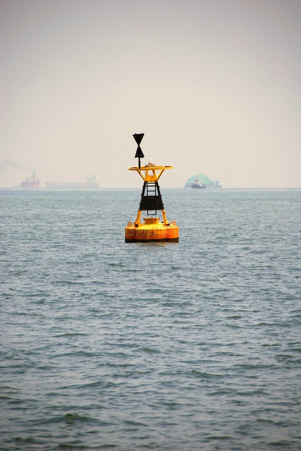 West Cardinal Buoy at Singapore Anchorage. Stock Photo - Image of buoys ...