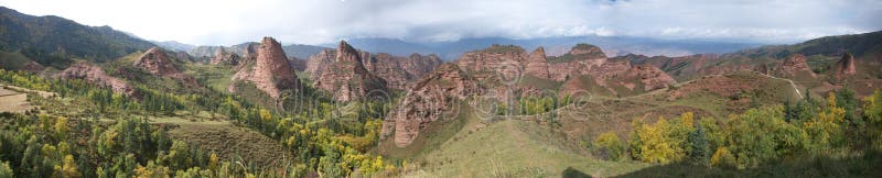 West China Landscape Panorama Stock Image - Image of geology, range ...