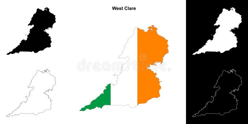 West Clare outline map stock vector. Illustration of template - 379308820