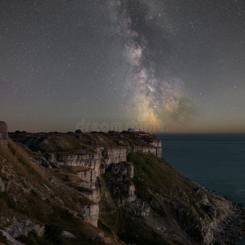 Portland Cliffs and the Milky Way Stock Photo - Image of travel, rocks ...