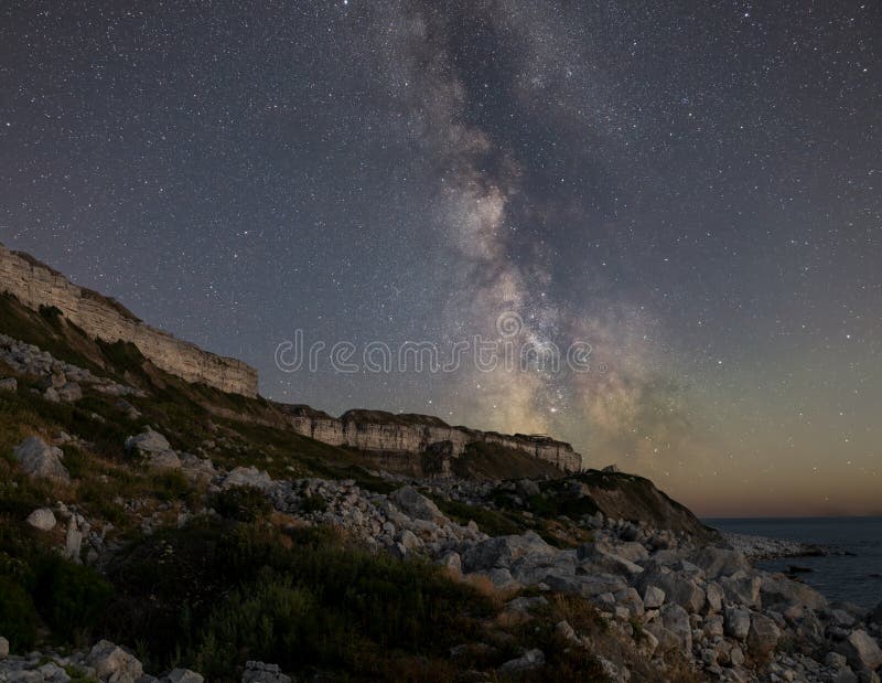 Portland Cliffs and the Milky Way Stock Image - Image of vacation ...