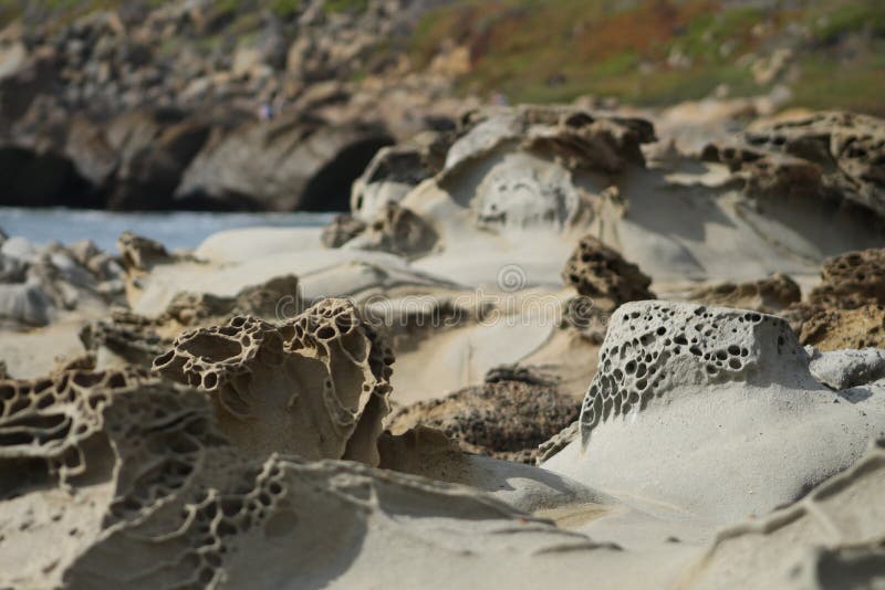Geologic Formations on Beach Stock Image - Image of closeup, background ...