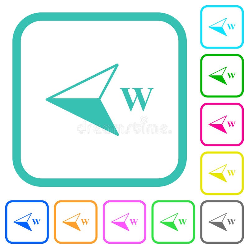 West Compass Direction Vivid Colored Flat Icons Stock Illustration ...