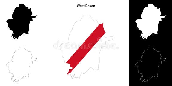 West Devon outline map stock vector. Illustration of template - 334906437