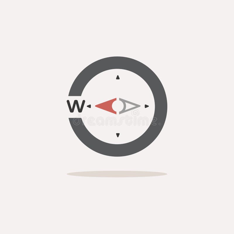 West Direction. Compass. Color Icon with Shadow. Weather Vector ...