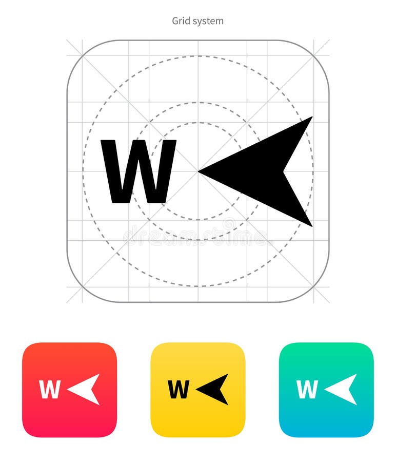 West Direction Compass Icon. Stock Vector - Illustration of single ...