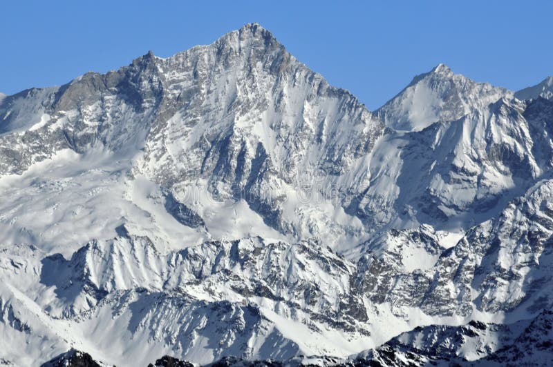 West face of the Weisshorn stock image. Image of skiers - 7580917