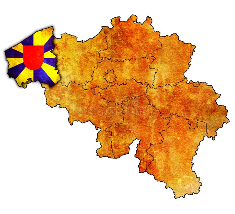 West Flanders on Map of Belgium Stock Illustration - Illustration of ...
